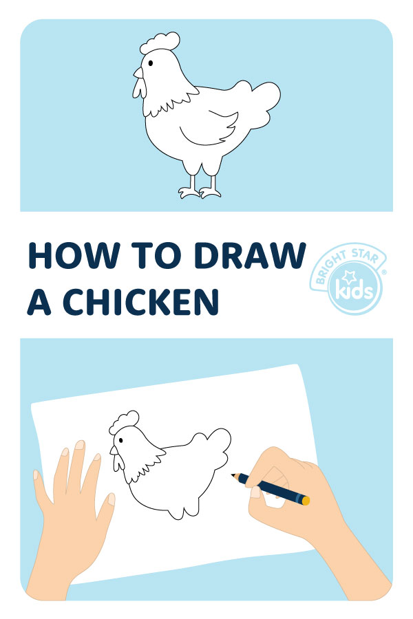 How To Draw A Chicken: Simple Chicken Drawing - Bright Star Kids