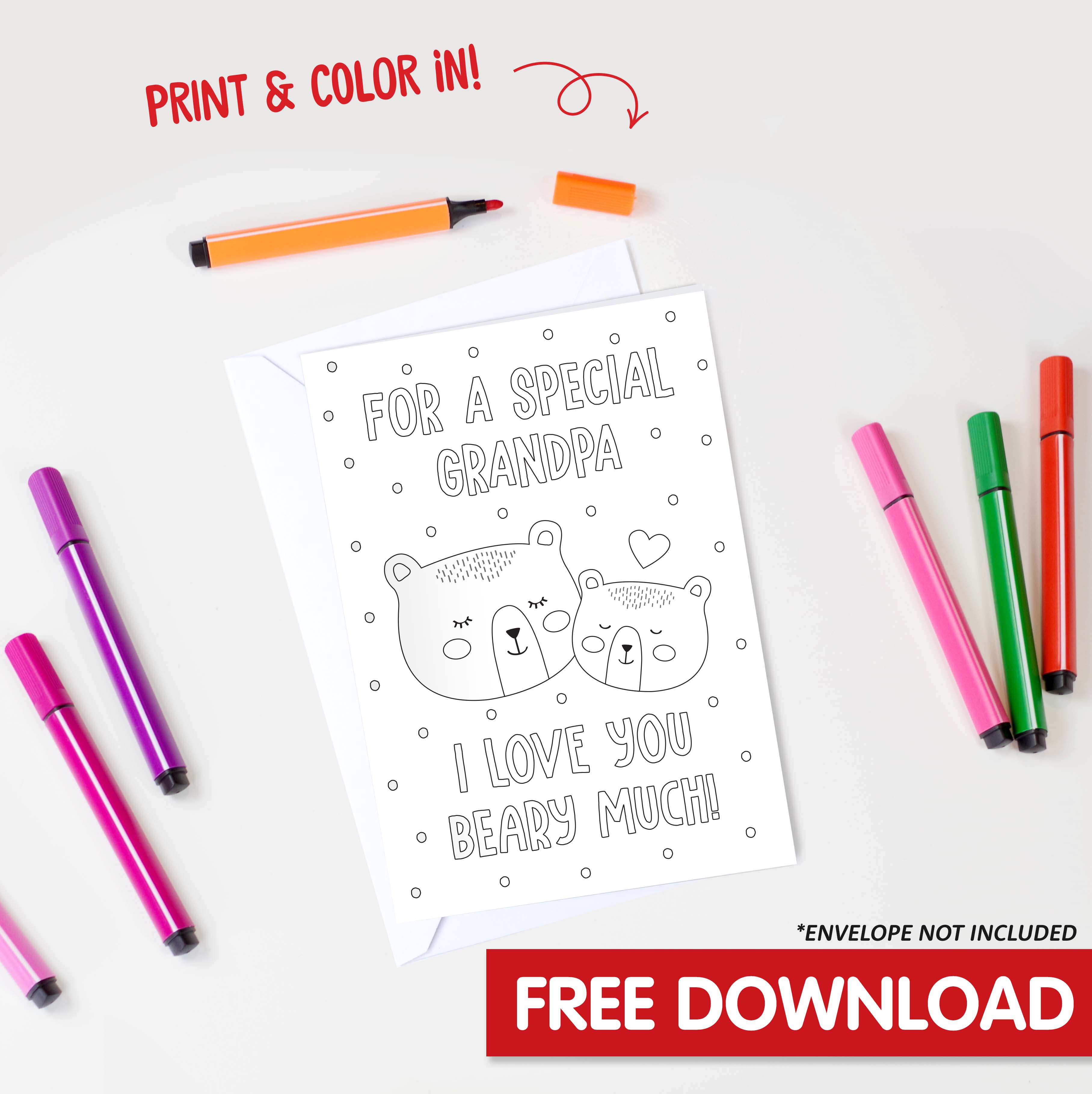 Father's Day Printable Coloring Card for Grandpa - Bright Star Kids
